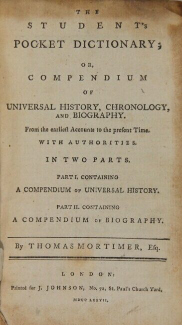 The student’s pocket dictionary; or, compendium of universal history ...